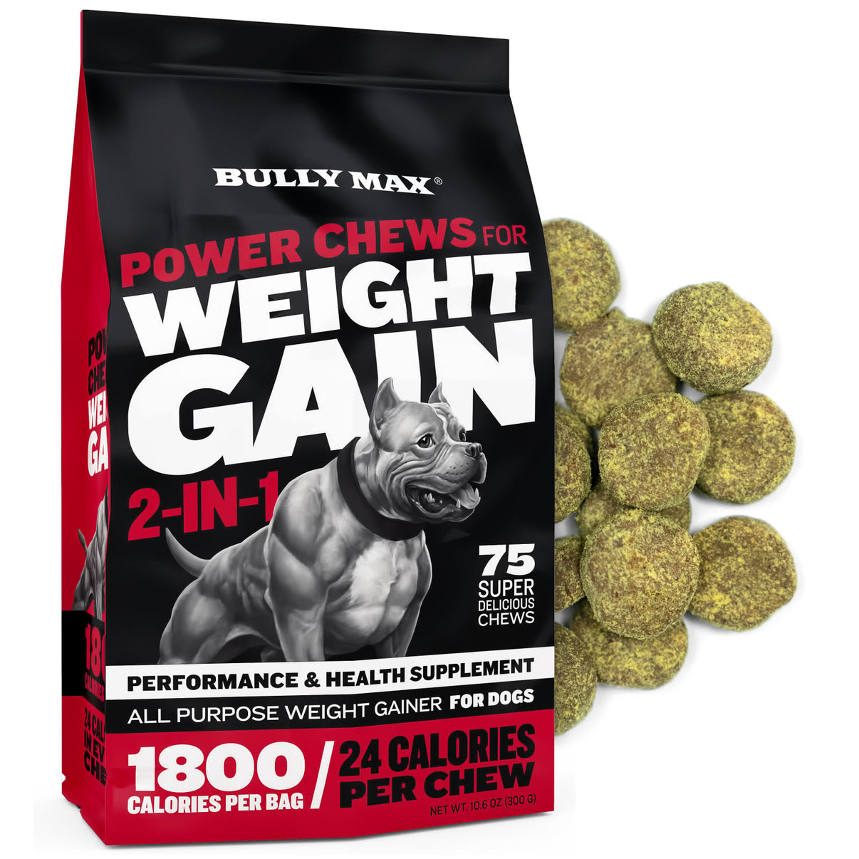 Weight Gain Supplement Chews with Probiotics for Dogs - Bully Max