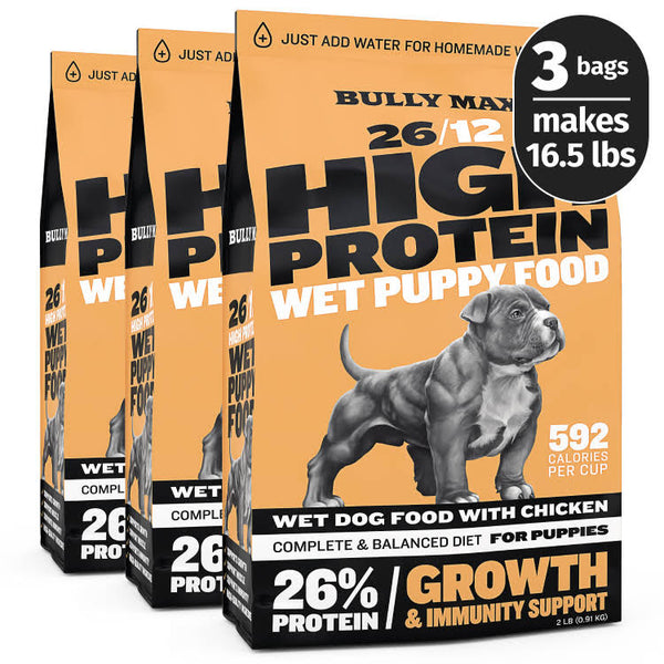 Bully Max 26/12 High Protein Wet Puppy Food - 3 bags (makes 16.5 lbs ...