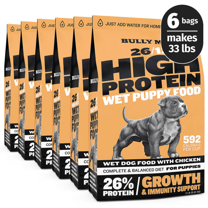 Bully Max 26/12 High Protein Wet Puppy Food - 6 bags (makes 33 lbs ...