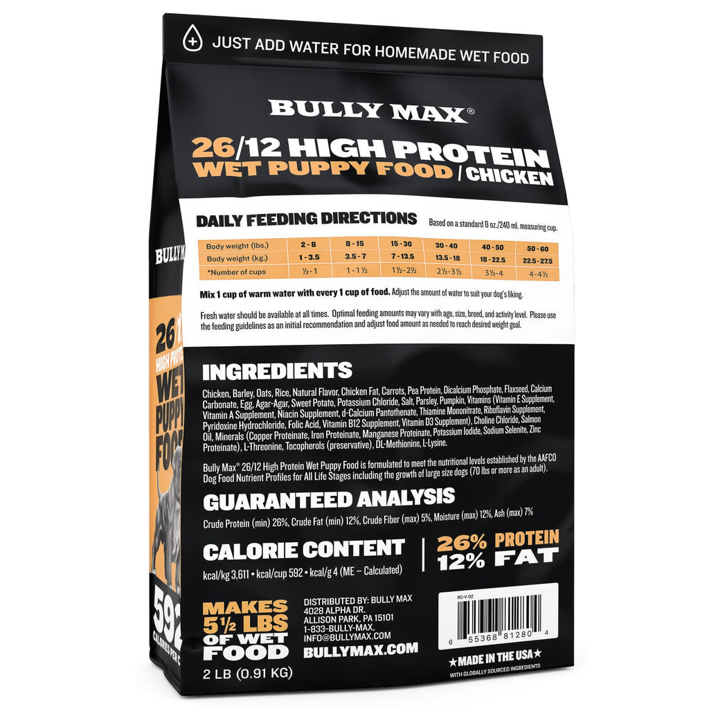 Bully Max 26/12 High Protein Wet Puppy Food - 2 bags (makes 11 lbs ...